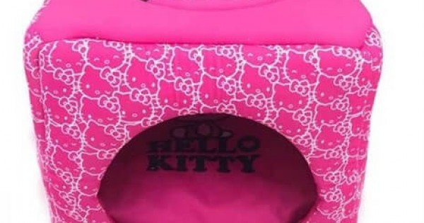 Hello Kitty 3 Fonksiyonlu Küp Kedi Evi ve Yatağı Pembe - Istanbul Pet Shop